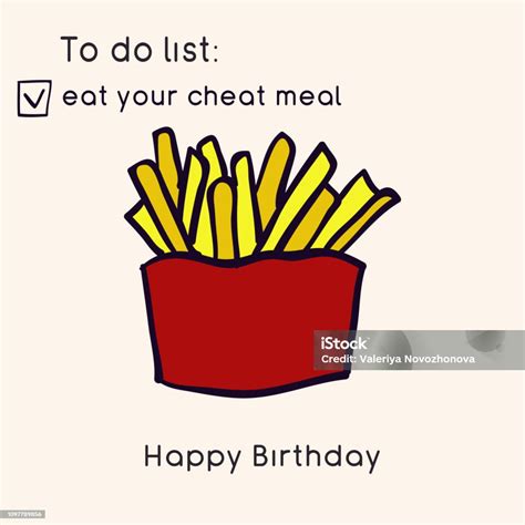 패스트 푸드의 낙서 그림입니다 정크 식품입니다 속임수 식사를 먹는다 웃 기 생일 카드입니다 손으로 그린 만화 스타일에서 벡터