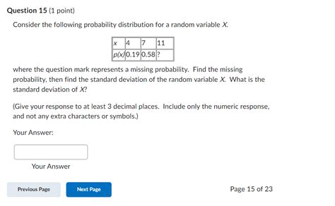 Solved Consider The Following Probability Distribution For A Chegg