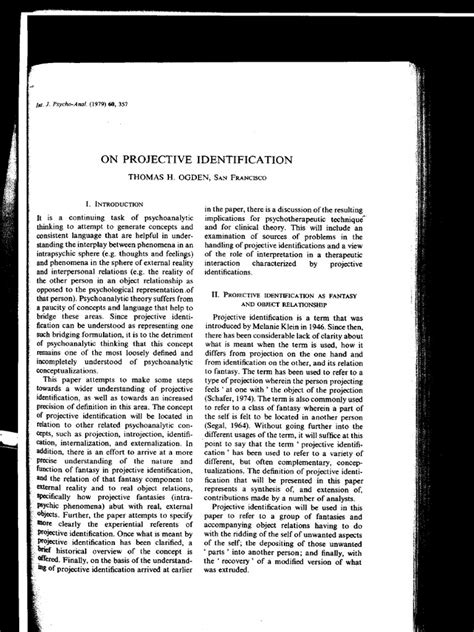 Ogden On Projective Identification Pdf