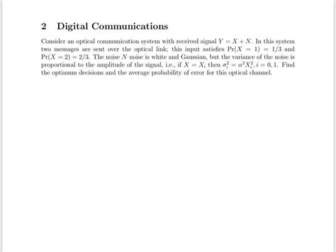 Solved 2 Digital Communications Consider An Optical
