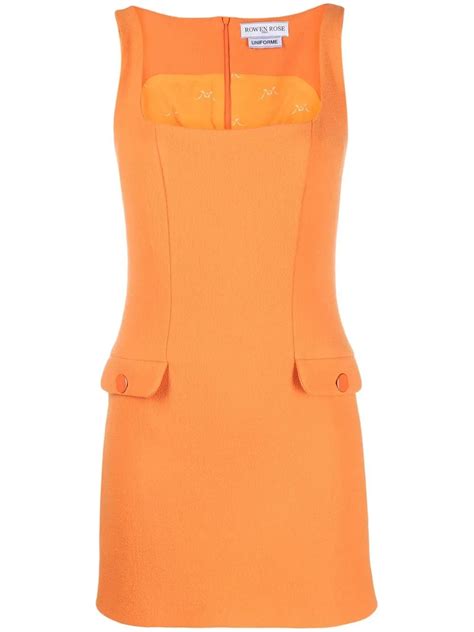 Rowen Rose Virgin Wool Sleeveless Dress In Orange Modesens