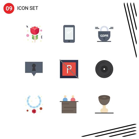 User Interface Pack Of 9 Basic Flat Colors Of Parking No Data Secret Bubble Editable Vector