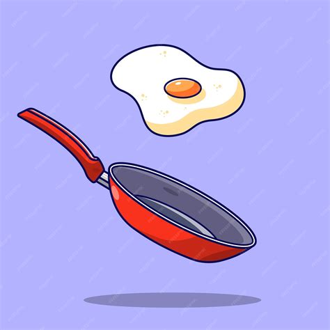 Premium Vector Egg Omlet Fried In Frying Pan Cartoon Vector Illustration