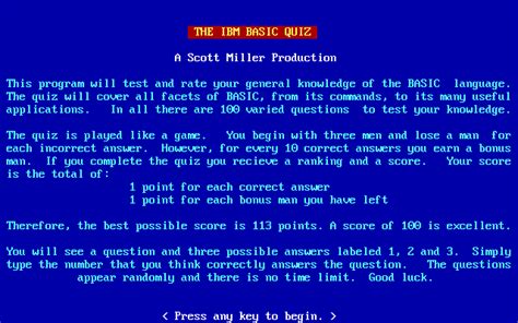 The IBM BASIC Quiz MobyGames