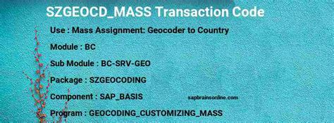 SZGEOCD MASS SAP Tcode For Mass Assignment Geocoder To Country