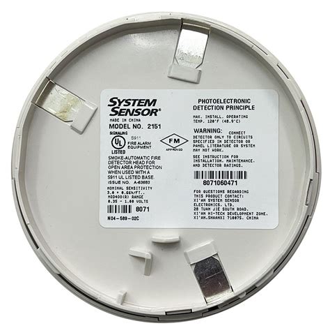 System Sensor 2151 New Style Low Profile Plug In Photoelectric Smoke Detector