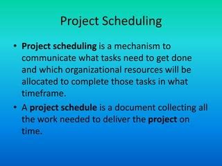 Software Engineering Project Scheduling PPT