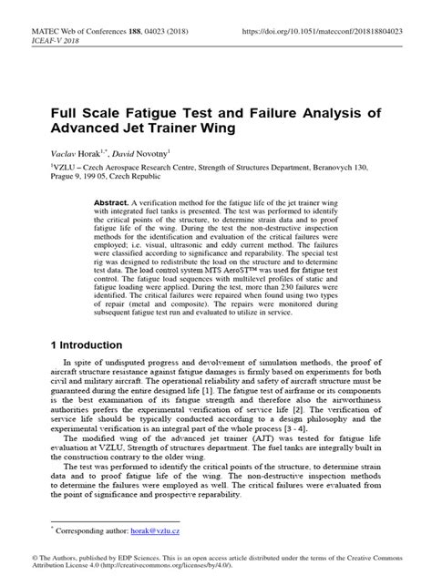 Full Scale Fatigue Test And Failure Analysis Of Ad Download Free Pdf
