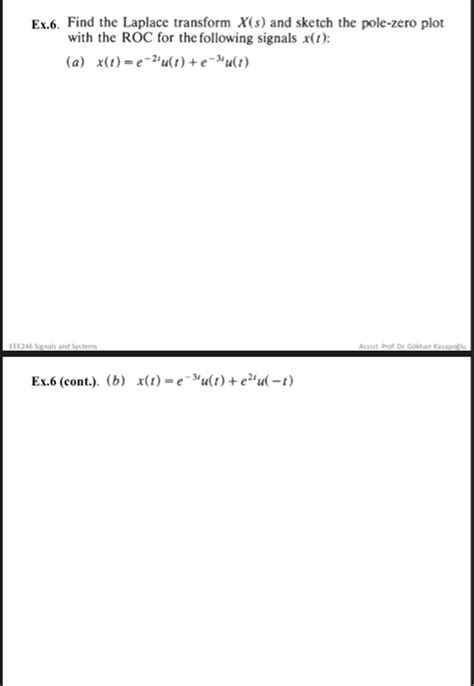 Solved Ex 6 Find The Laplace Transform X S And Sketch The