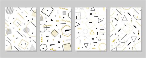 기하학적 도형 컬렉션 카드입니다 레트로 멤피스 스타일입니다 8090 년대 패션입니다 벡터 일러스트 레이 션 디자인입니다 0명에