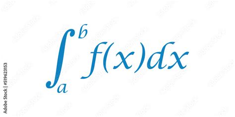 Integral Of Function Symbol Mathematics Vector Illustration Isolated On White Background Stock