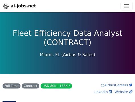 Hiring Fleet Efficiency Data Analyst Contract In Miami Fl Airbus