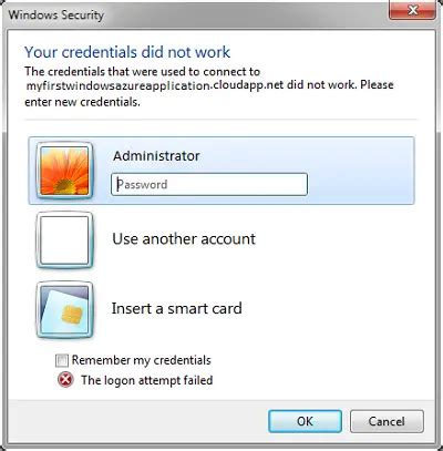 Your Credentials Did Not Work In Remote Desktop On Windows