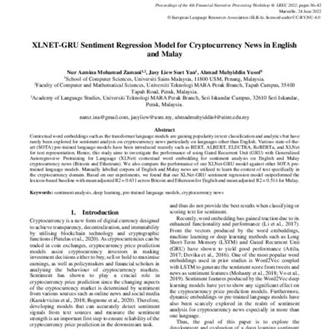 Xlnet Gru Sentiment Regression Model For Cryptocurrency News In English