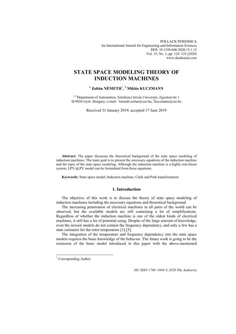 Pdf State Space Modeling Theory Of Induction Machines
