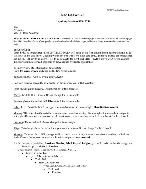 spss exercises an introduction to spss practical work spss lab