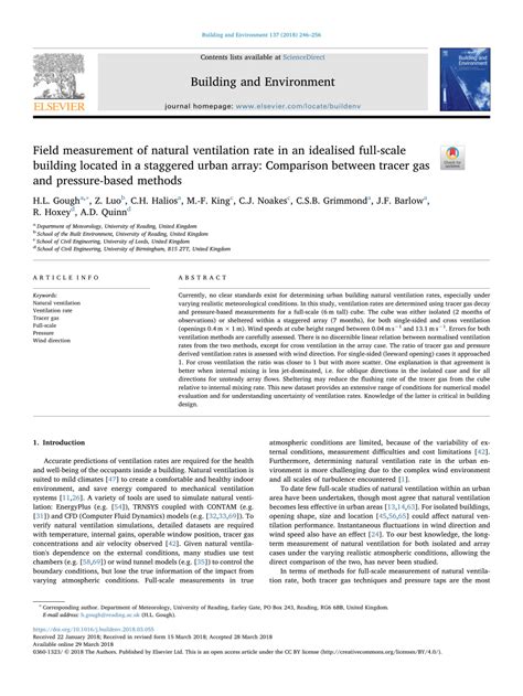 Pdf Field Measurement Of Natural Ventilation Rate In An Idealised Full Scale Building Located
