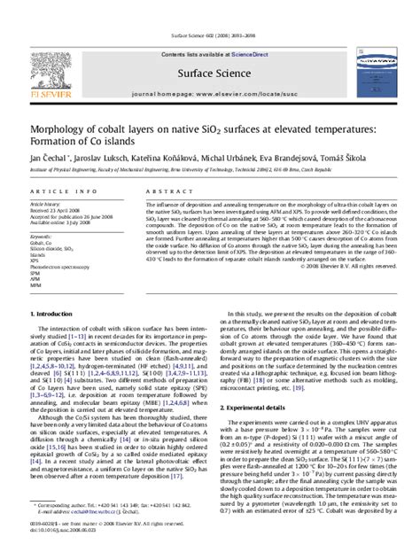 Pdf Morphology Of Cobalt Layers On Native Sio2 Surfaces At Elevated Pdf Morphology Of Cobalt Layers On Native Sio2 Surfaces At Elevated