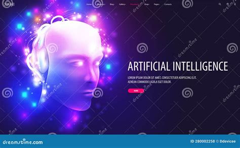Web Banner With Artificial Intelligence Computer Database Concept With Neural Network In Form Of