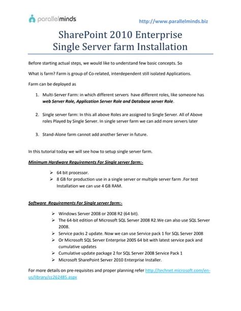 Share Point 2010 Enterprise Single Server Farm Installation Pdf