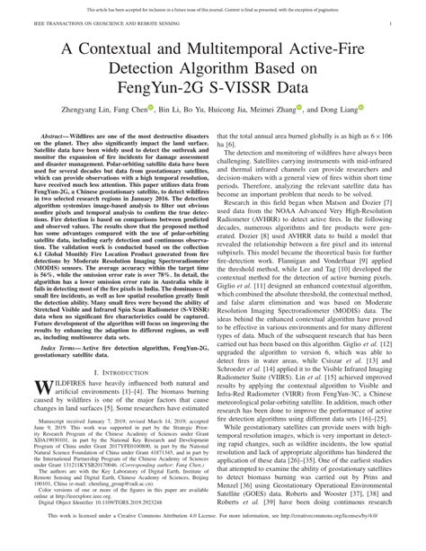 Pdf A Contextual And Multitemporal Active Fire Detection Algorithm