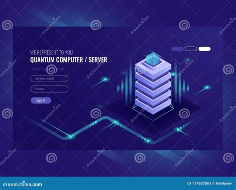 Blockchain Server Concept Quantum Computer Server Room Database