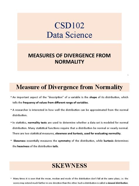 Session 6 Csd102 Measures Of Divergence From Normality Pdf Skewness Statistical Theory