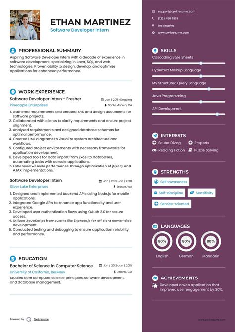 10 Software Developer Intern Resume Samples And Templates For 2025