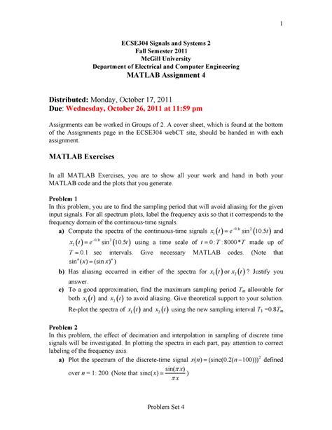 seminar assignments questions matlab exercises assignment 4 rn