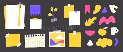 Sticky Memo Notes And Reminders Vector Illustration Of Stickers And Papers For Vision Board And