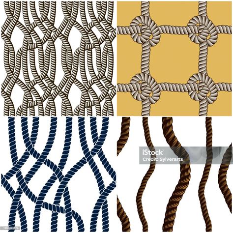 매끄러운 패턴 로프 직조 벡터 세트 추상적 인 일러스트 배경 컬렉션 낚시 그물 장식과 해양 매듭끝없는 해군 일러스트 직물 벽지