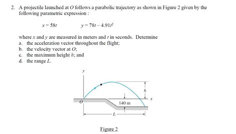 Solved 2 A Projectile Launched At O Follows A Parabolic