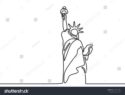 자유의 여신상 연속 선 삽화 뉴욕시의 스톡 벡터로열티 프리 1765719056 Shutterstock