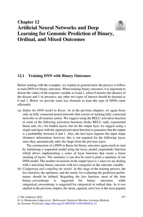 Pdf Artificial Neural Networks And Deep Learning For Genomic Prediction Of Binary Ordinal