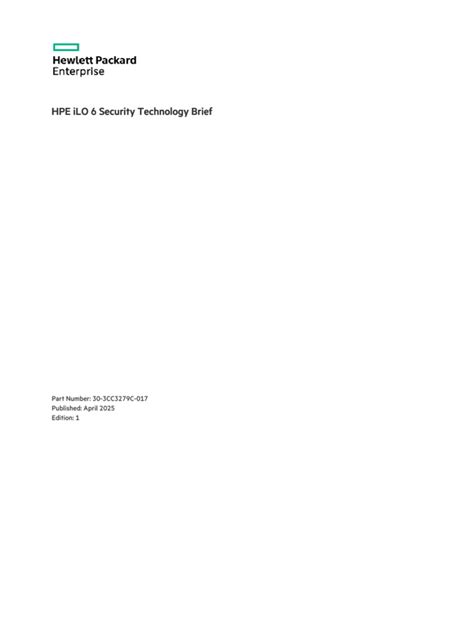 Hpe Sd00002198en Us Hpe Ilo 6 Security Technology Brief Pdf