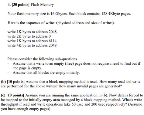 4 30 Points Flash Memory Your Flash Memory Size Is