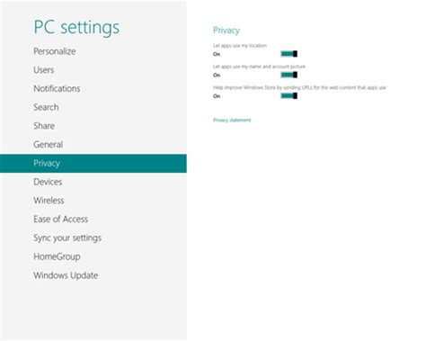 Windows 8 PC Settings