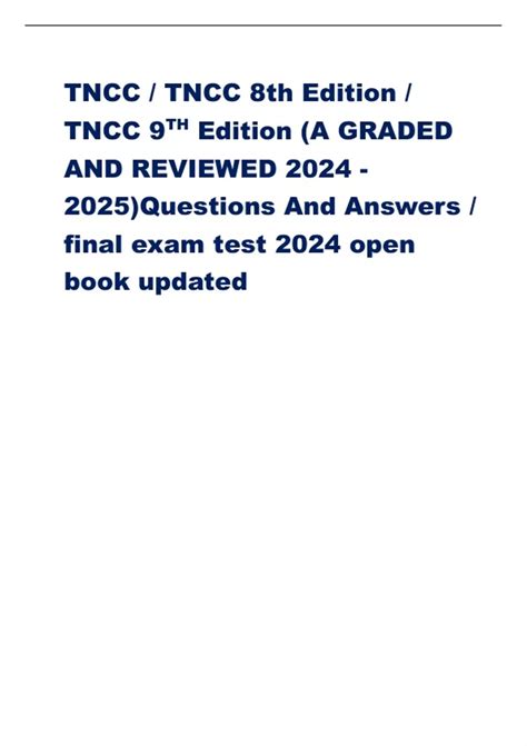 Tncc Tncc 8th Edition Tncc 9th Edition A Graded And Reviewed Questions And Answers Final
