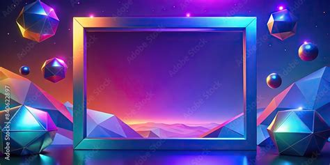Colorful Minimalist Geometric Background With Glassmorphism Frame