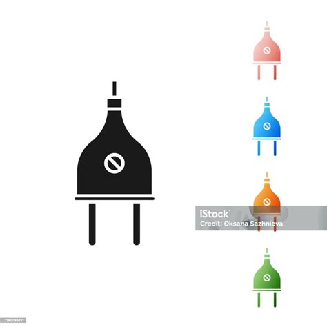 흰색 배경에 격리 된 검은 색 전기 플러그 아이콘입니다 연결 및 전기의 분리의 개념 다채로운 아이콘을 설정합니다 벡터 일러스트레이션 개념에 대한 스톡 벡터 아트 및 기타