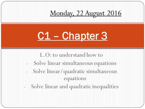 Core 1 Chapter 3 Teaching Resources