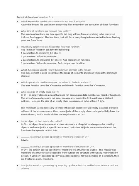 Technical Questions Based On C Pdf Class Computer Programming