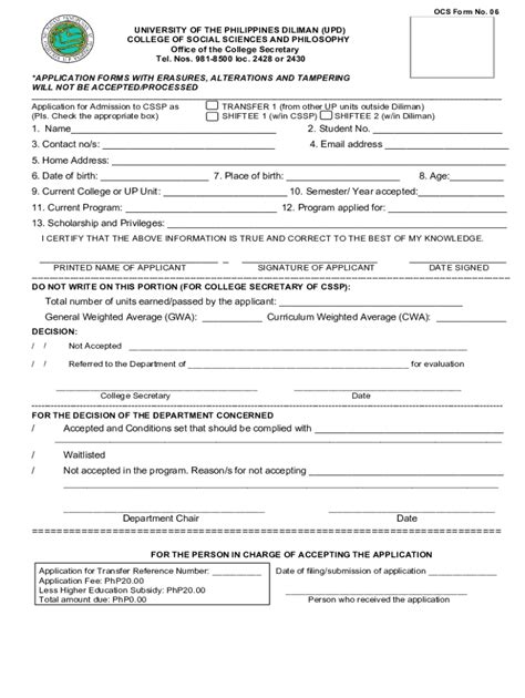 OCS Form No 6 Shifting Application Updated Web Kssp Upd Fill Out Sign Online DocHub