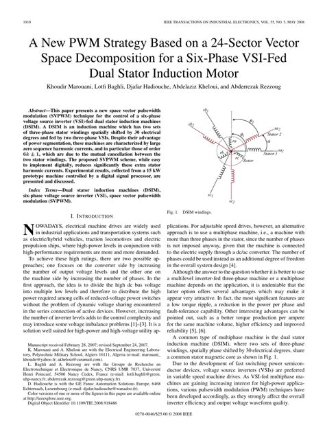 Pdf A New Pwm Strategy Based On A 24 Sector Vector Space Decomposition For A Six Phase Vsi Fed