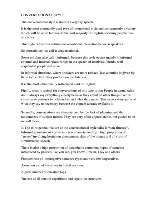 Conversational Style Pdf