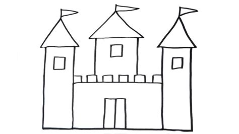 Cartoon Castle Images To Draw Castle Drawing Draw Cartoon Wall Step