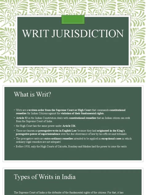 Writ Jurisdiction Pdf