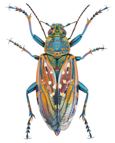Premium Photo Whole View Of A Colorful Bug On White Background View