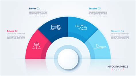 벡터 원형 차트 디자인 시각화 보고서 프레 젠 테이 션 인포 그래픽을 만들기 위한 현대 서식 파일 4가지 개체에 대한 스톡 벡터
