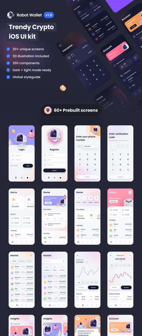 robot wallet crypto ios ui kit ui kit ios ui ui design